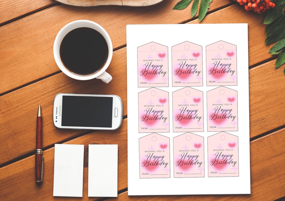 Unique, Pink, Coquette Printable Birthday Gift Tag for Birthday Gifts ...