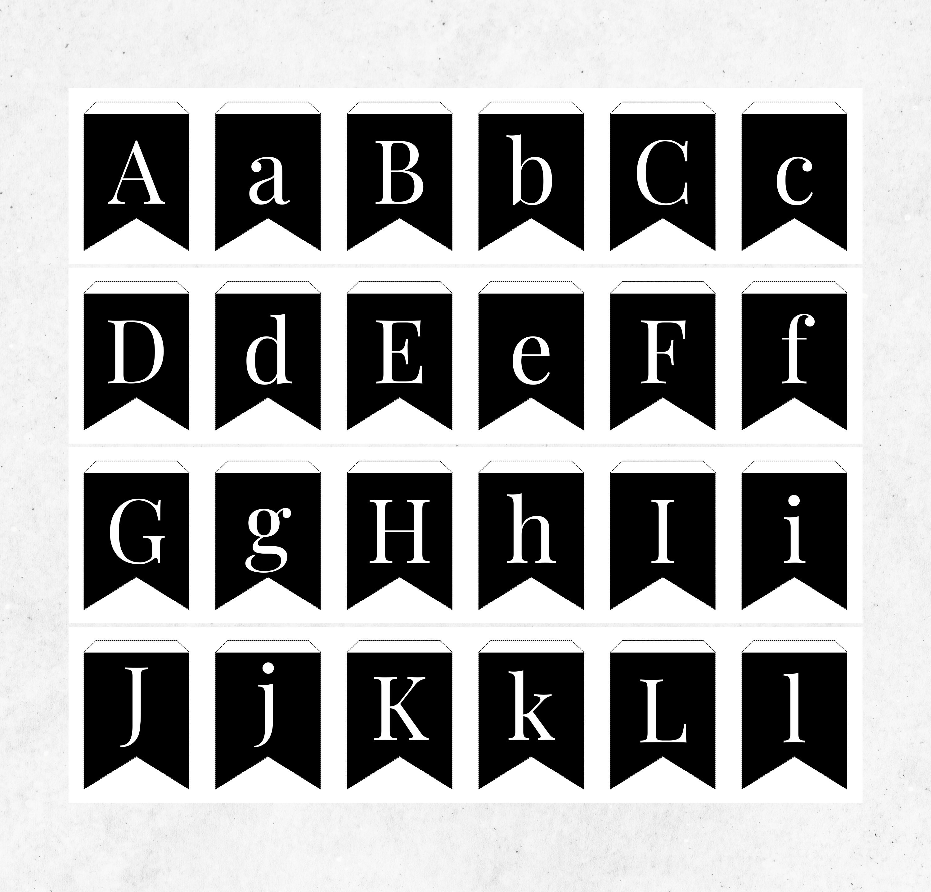 Black Printable PDF Banner Set for Birthday, Bridal Shower, Baby Shower ...