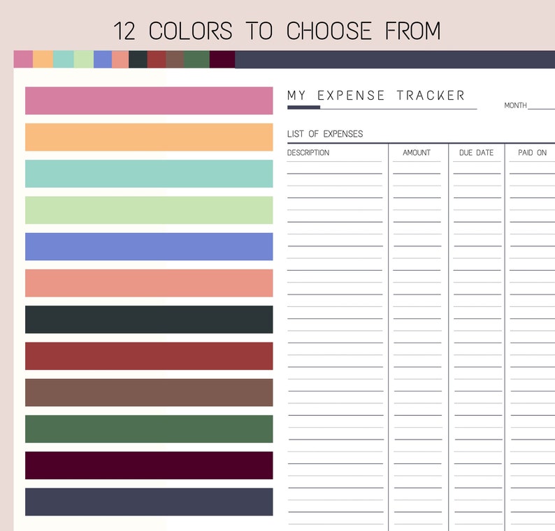 Daily Expenses Tracker Printable Expense Tracker Spending Tracker ...