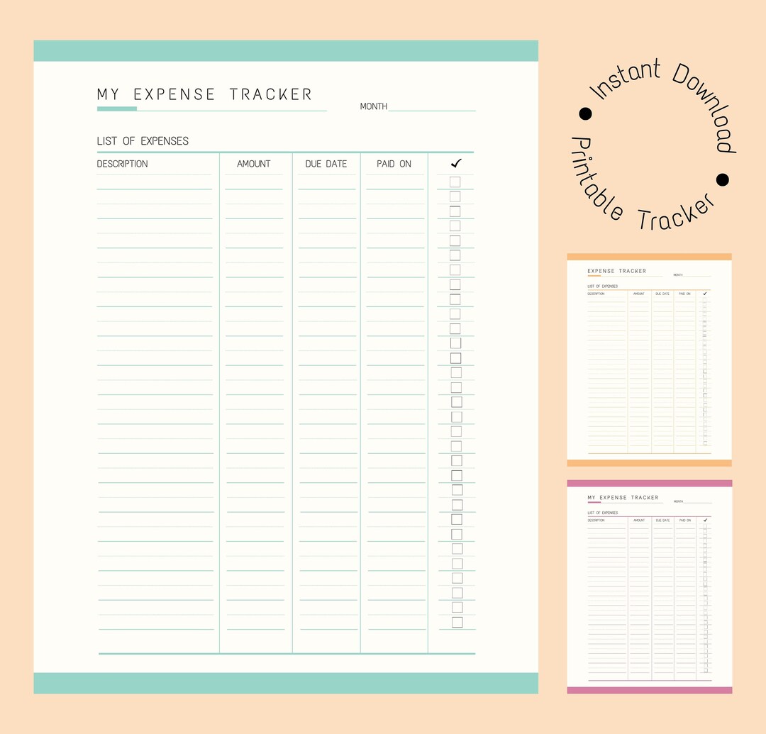 Daily Expenses Tracker Printable Expense Tracker Spending Tracker ...