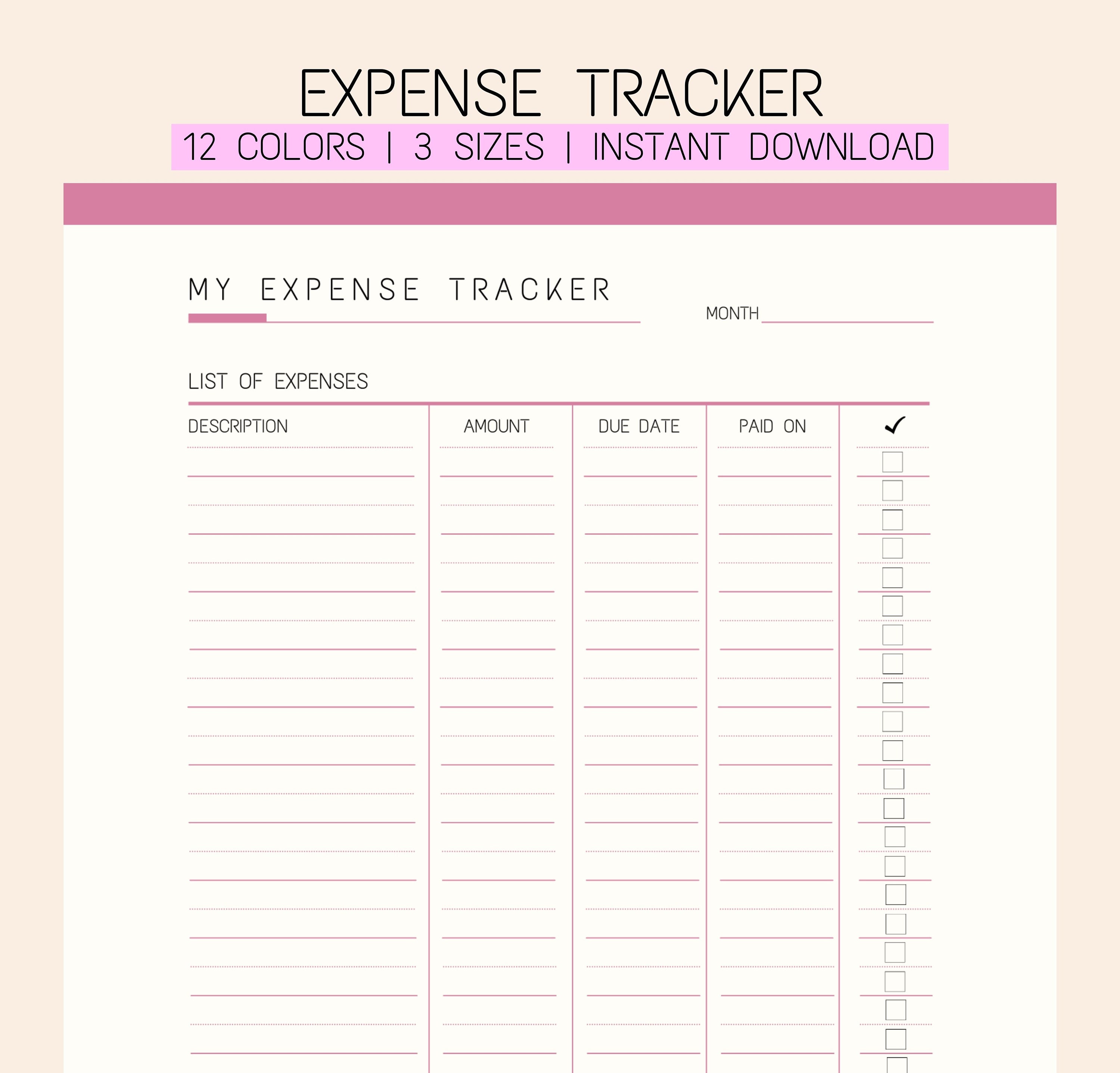 Daily Expenses Tracker Printable Expense Tracker Spending Tracker ...