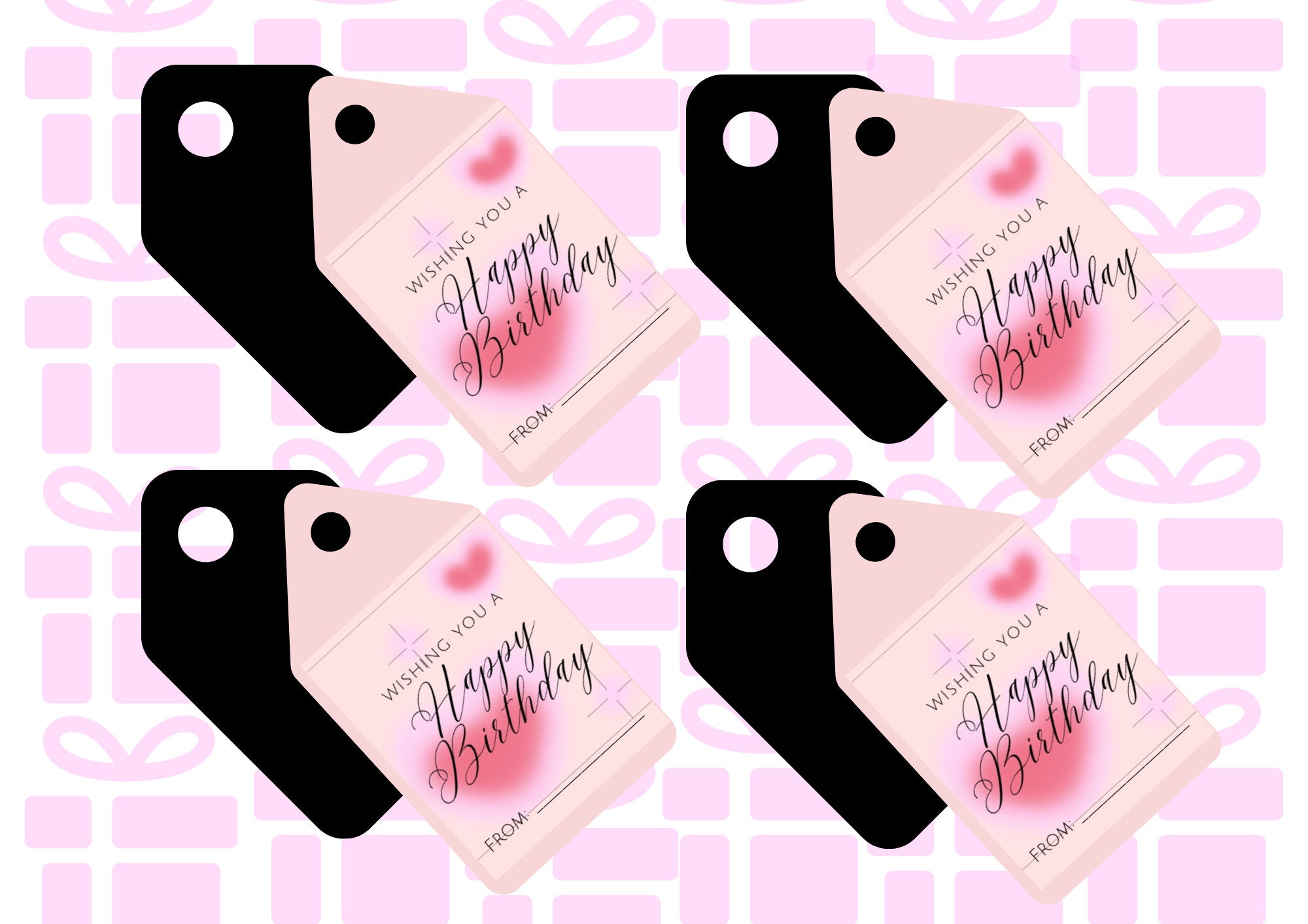 Unique, Pink, Coquette Printable Birthday Gift Tag for Birthday Gifts ...