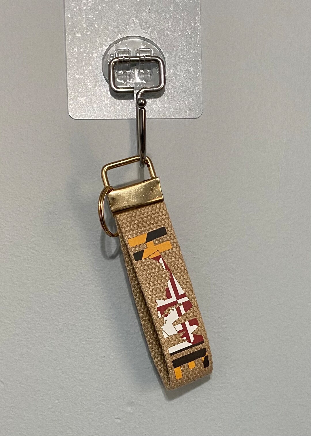 Maryland Home With Crab, Handmade Cotton Webbing Key Fob Wristlet Key ...