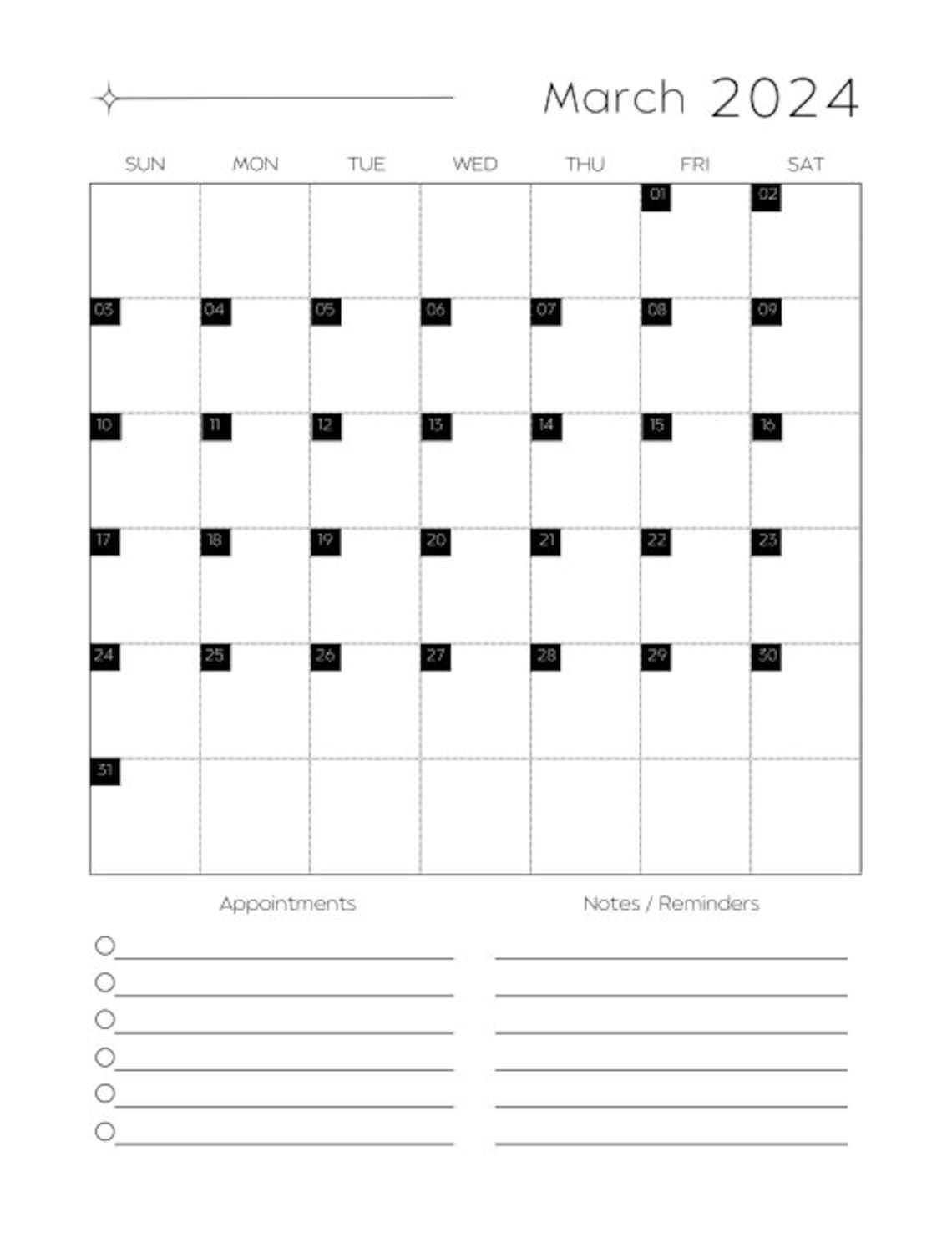 Mini Printable Calendar and Planner 2024 - Etsy