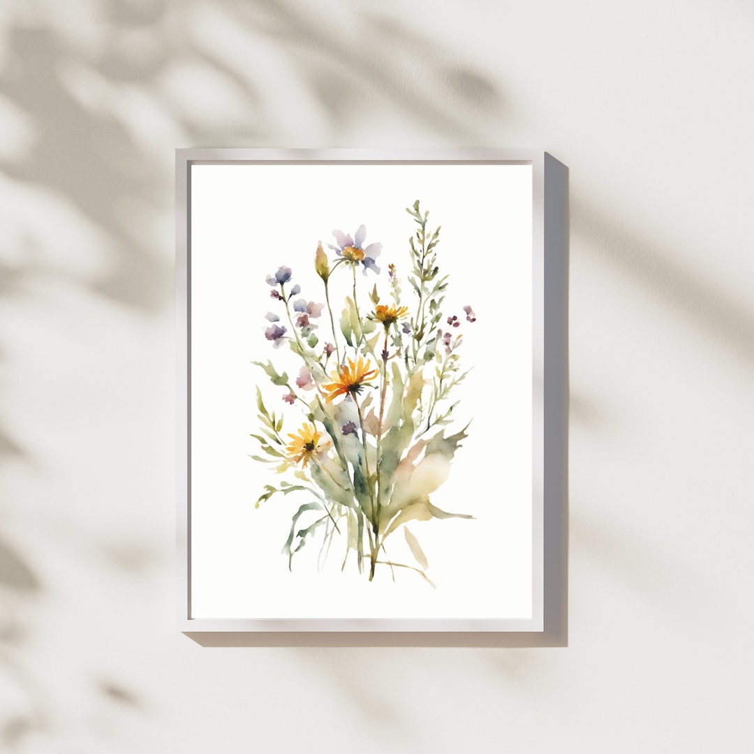 Flower Watercolor Art Print Floral Wall Art Soft Color Printable ...