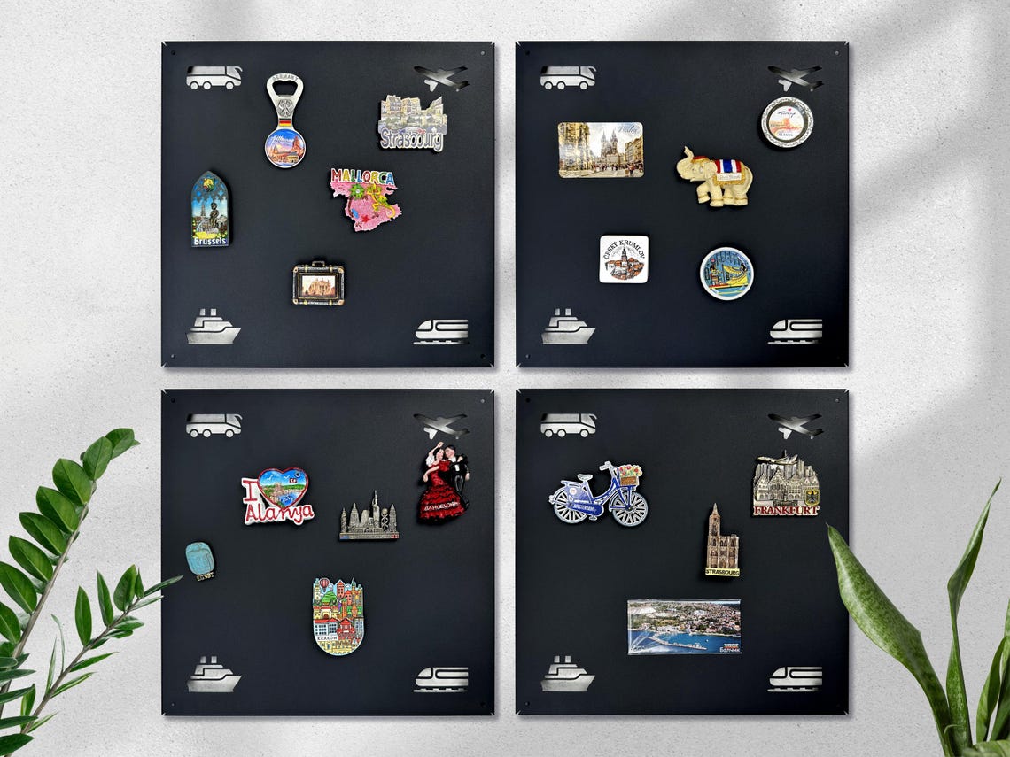 Black Magnetic Board, Metal Magnetic Board for Magnets, Travel Magnet ...