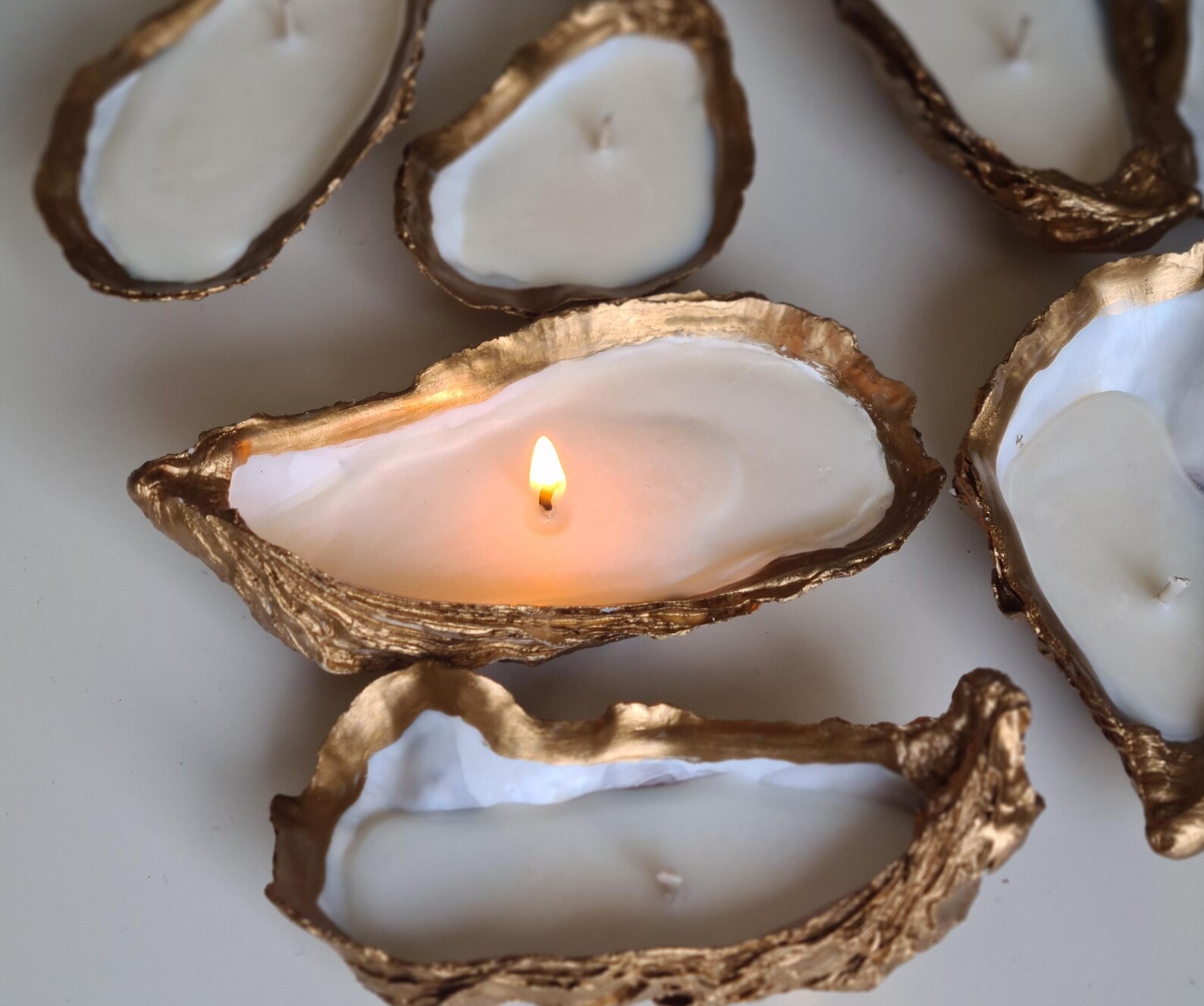 Set of 2 Candles in Oyster Shells/unique Candles in Oyster Seashell/soy ...