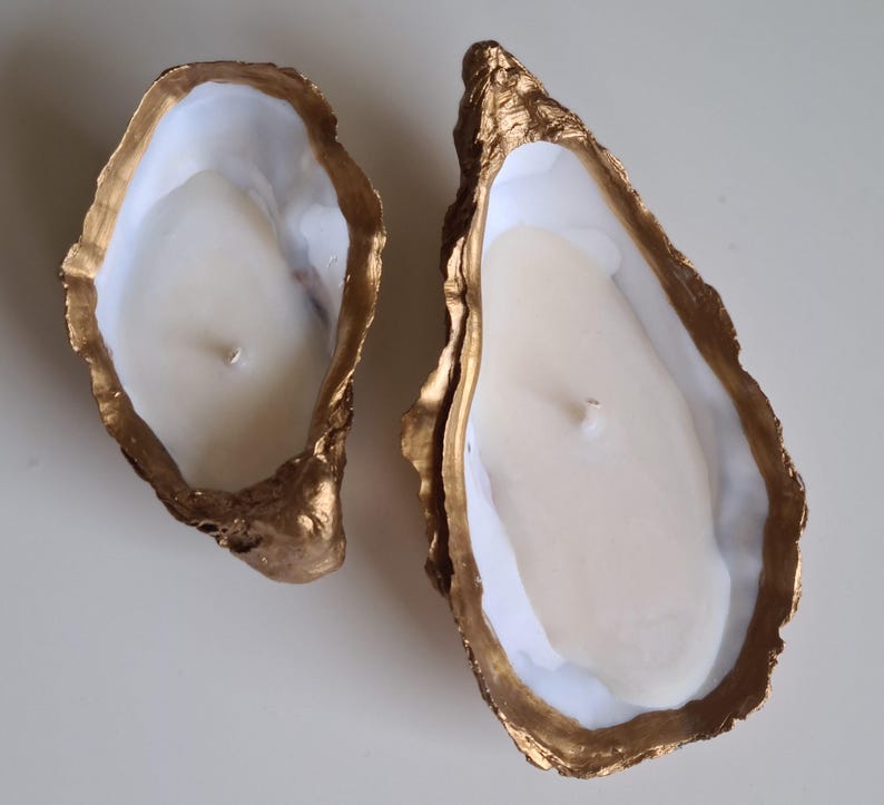 Set of 2 Candles in Oyster Shells/unique Candles in Oyster Seashell/soy ...