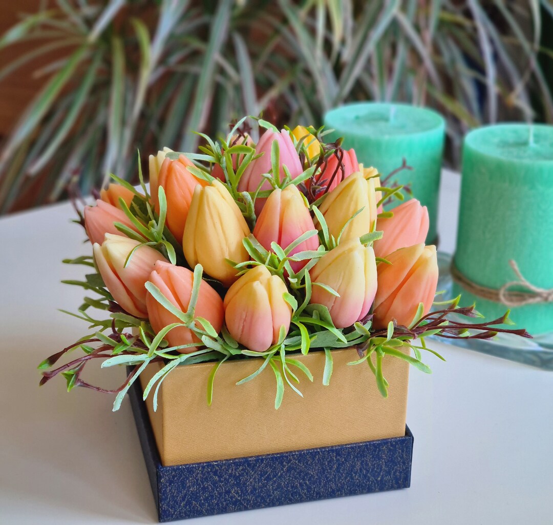 Handmade Tulip Soap Bouquet: Floral Scented Decorative Gift, Home Decor ...