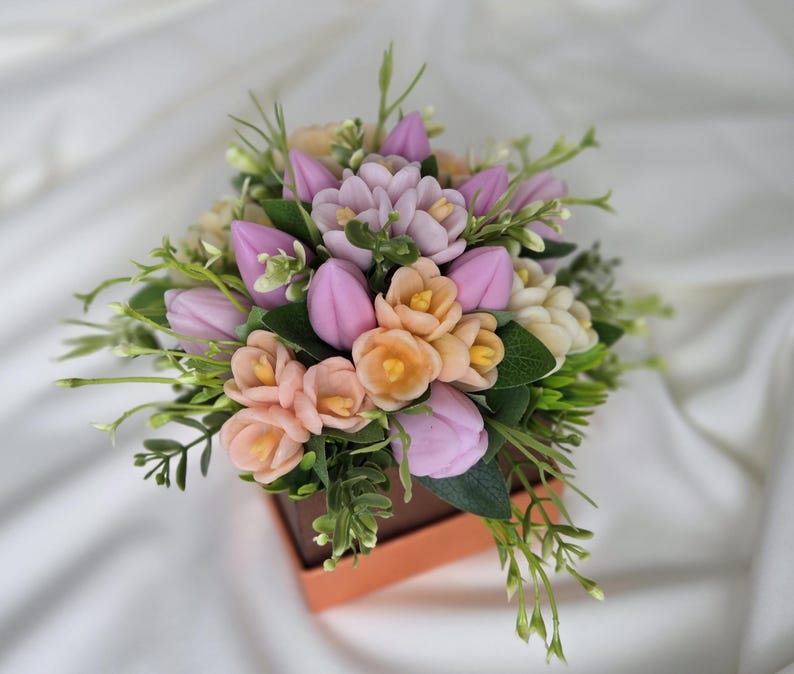 Luxury Soap Freesia & Tulip Bouquet/handmade Decorative Flowers/gift ...