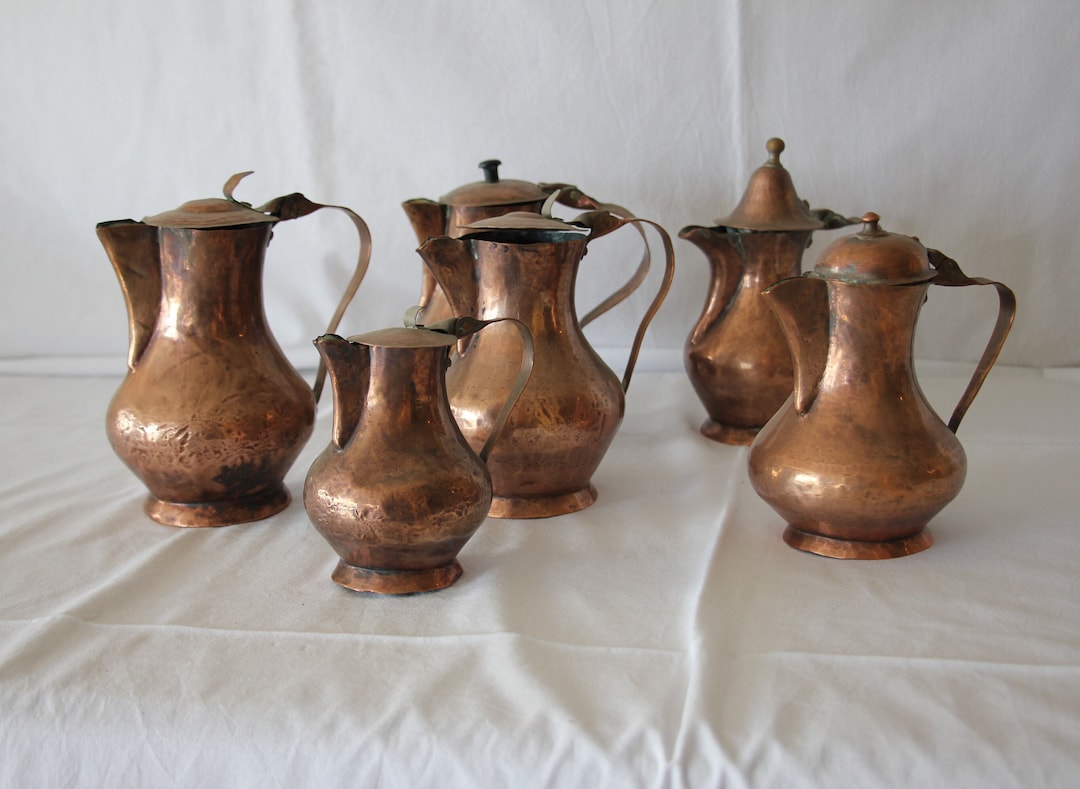 Set of Antique Copper Jugs, 1950 - Etsy
