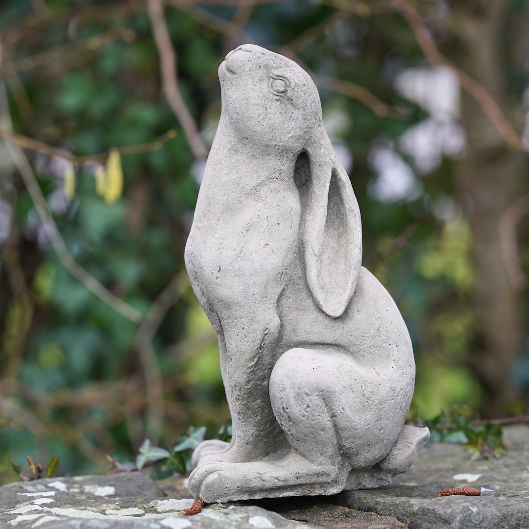Gazing Hare Bunny Rabbit Stone Statue Animal Hare Outdoor Decoration ...