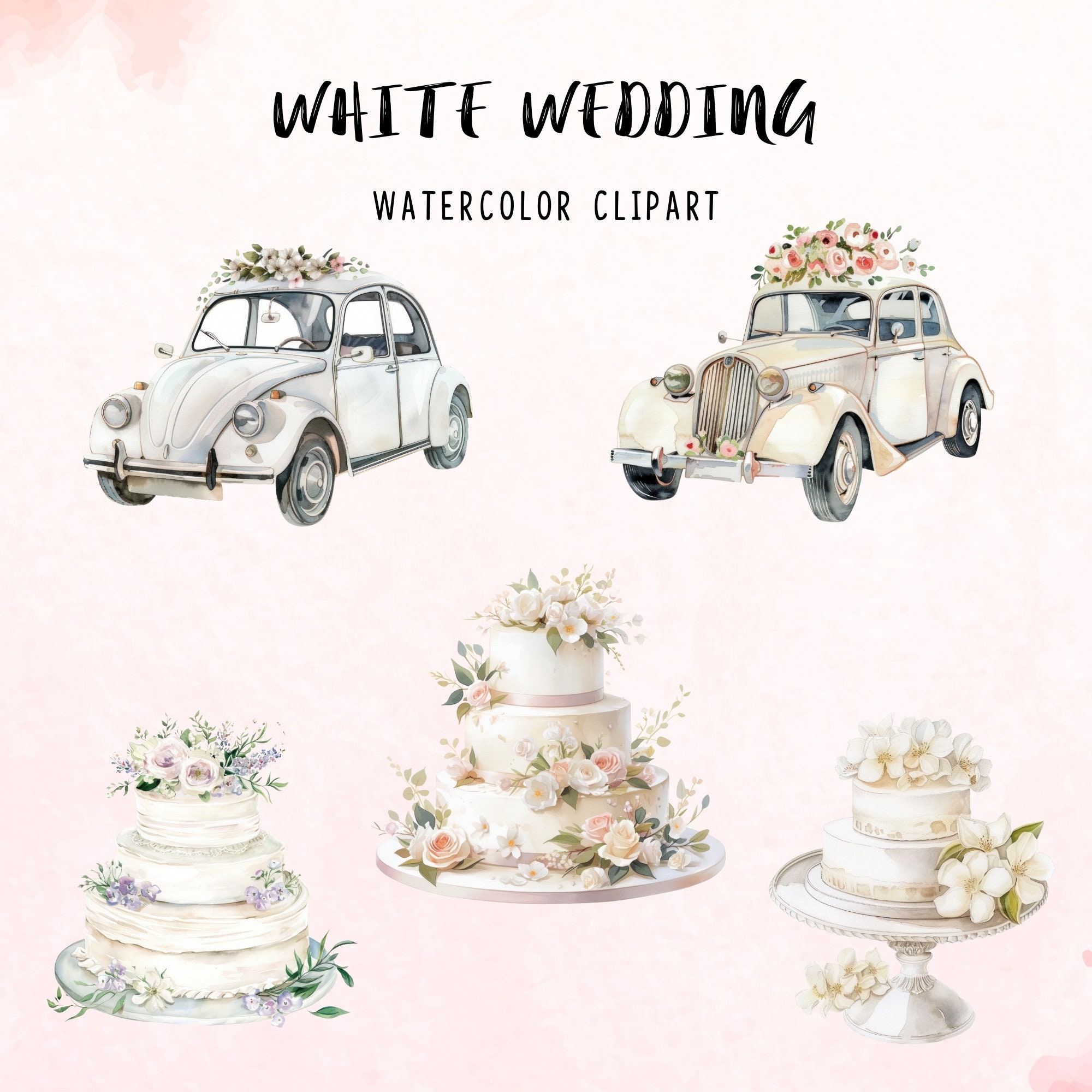 Watercolor Wedding Clipart, Wedding Day Timeline Clipart, White Wedding ...