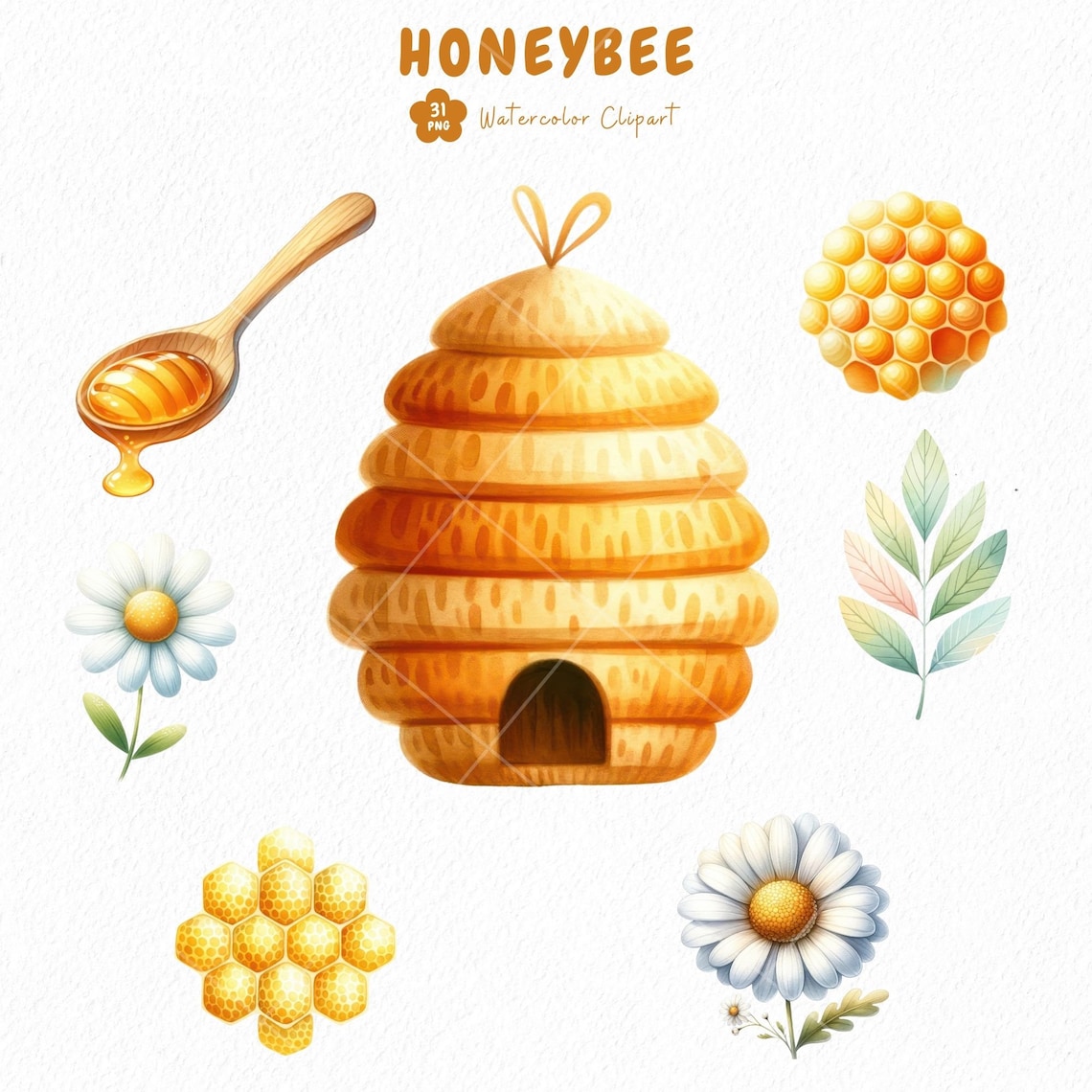 Bee Watercolor Clipart, Cute Bee Clipart, Sweet Honey Bee Clipart, Baby ...