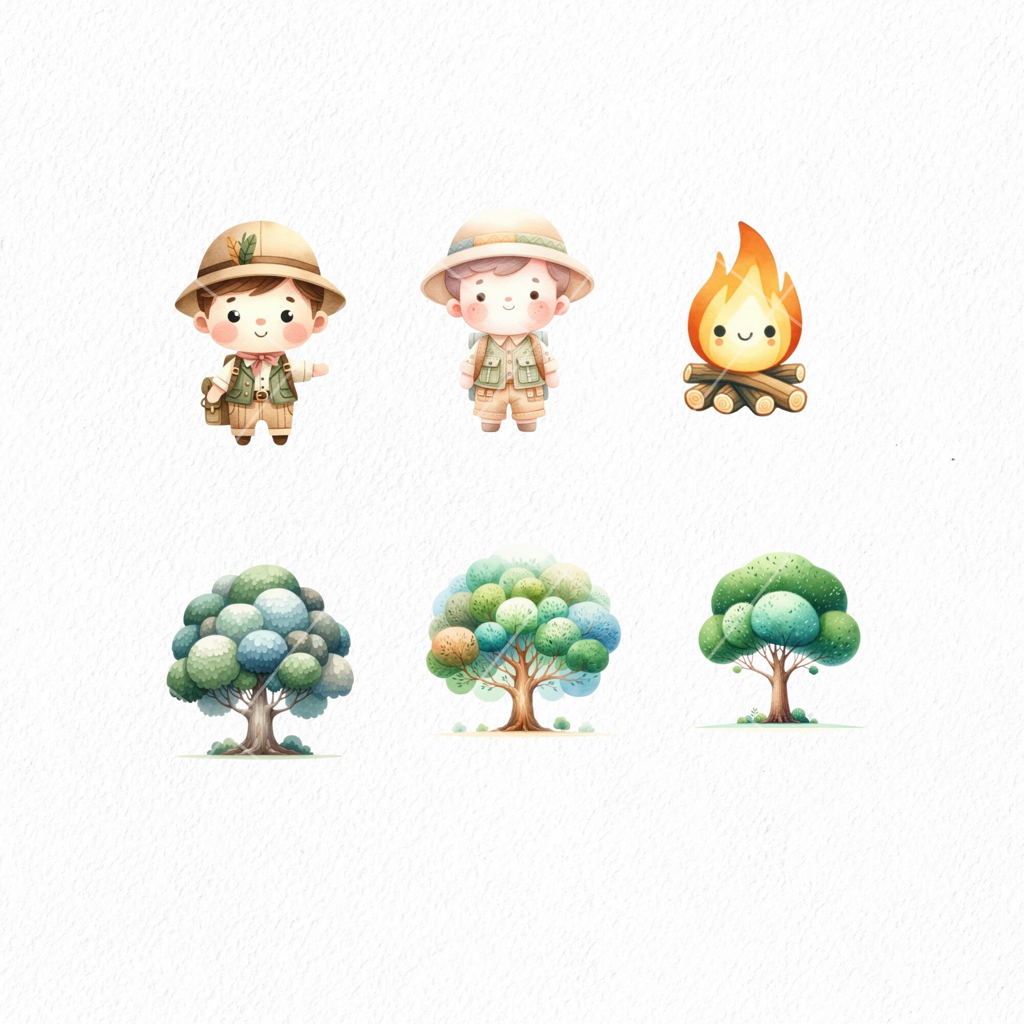 Jungle Adventure Clipart, Cute Safari Clipart Bundle, Watercolor Safari ...