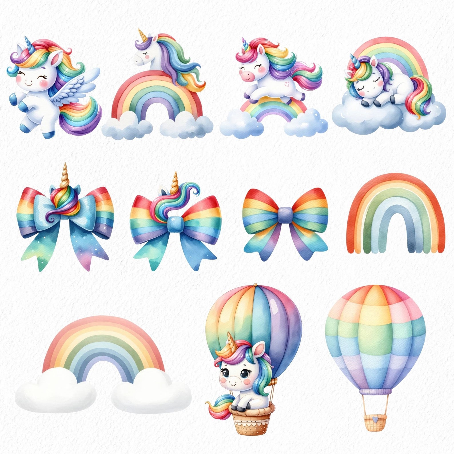 Unicorn Watercolor Clipart, Rainbow Unicorn Clipart, Unicorn Сlipart ...