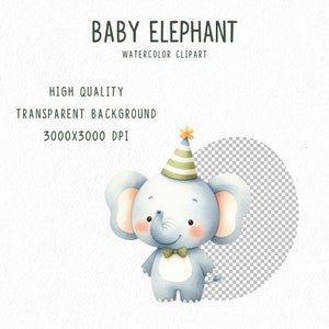 Elephant Watercolor Clipart, Baby Elephant, Cute Baby Elephant PNG ...