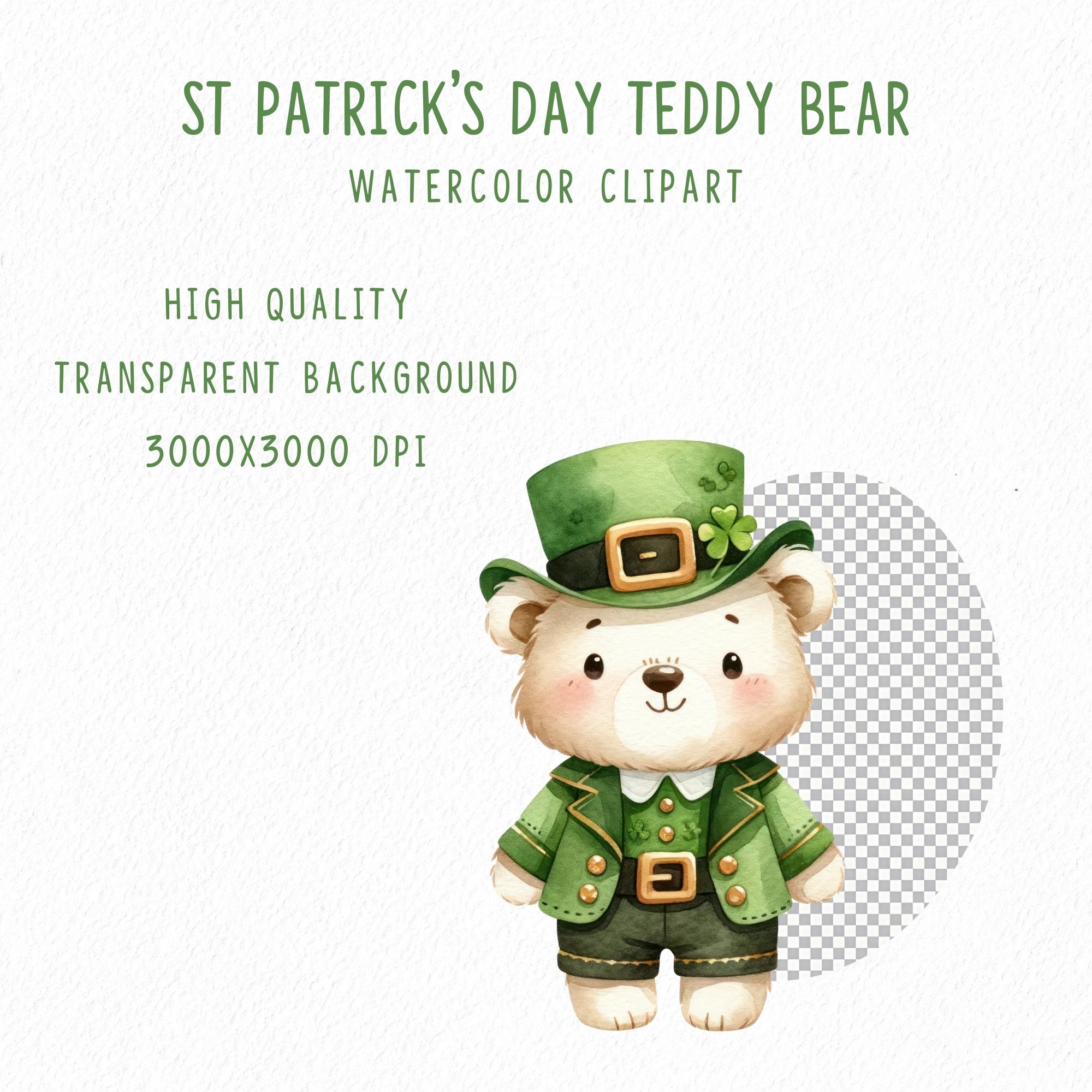 St Patrick Teddy Bear Clipart, St Patrick's Day Lucky Bear Clipart, St ...