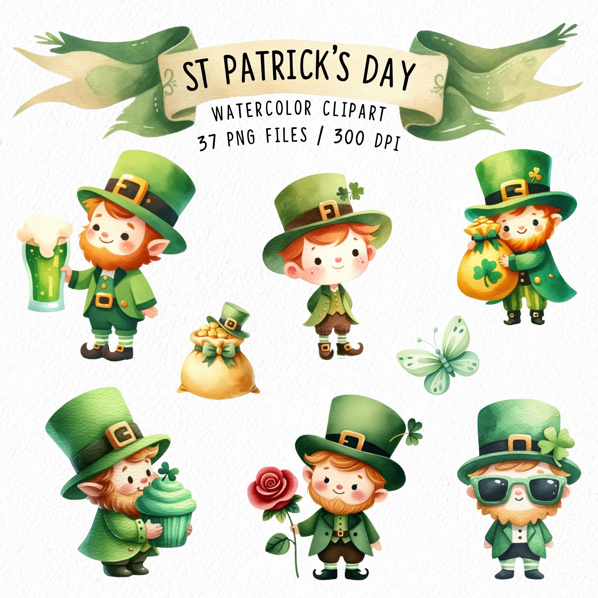 Watercolor St. Patrick's Day, St Patrick's Day Clipart, Cute Saint ...