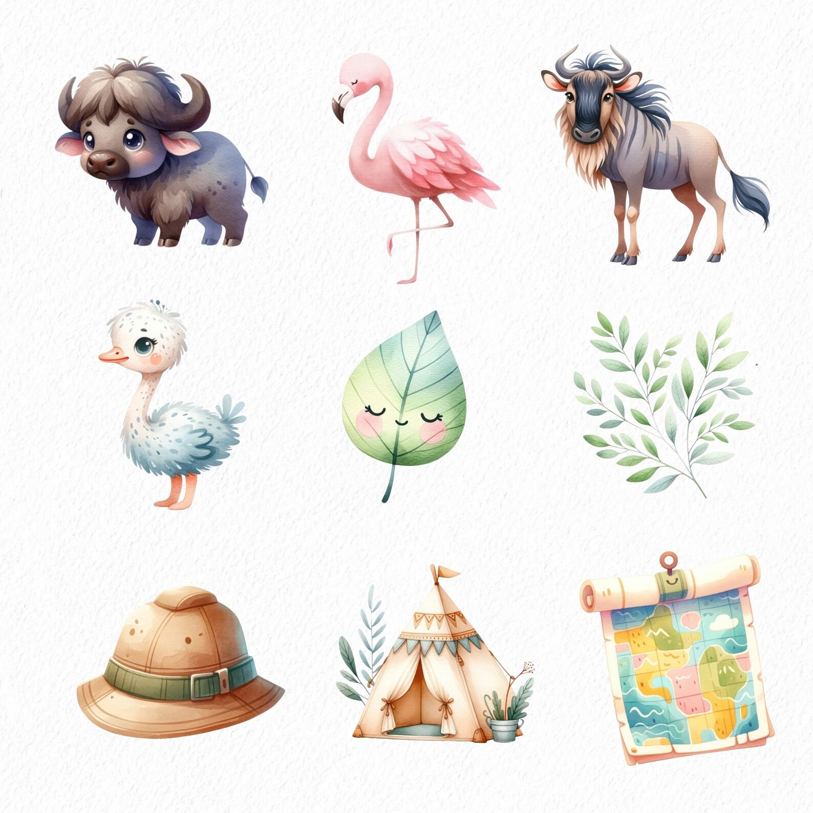 Safari Animals, Jungle Adventure Clipart, Cute Safari Clipart Bundle ...