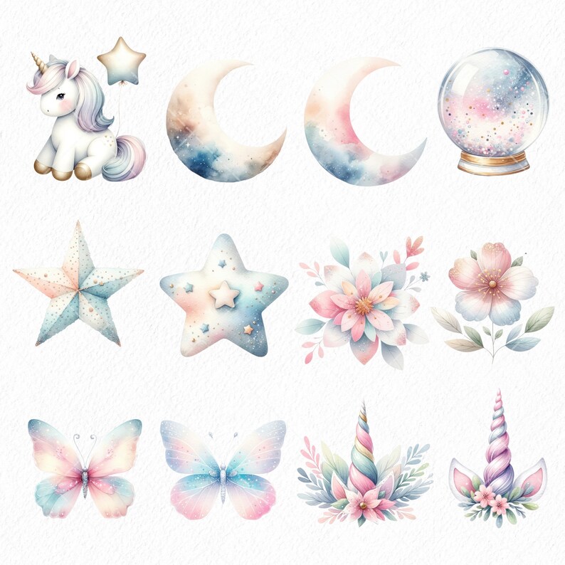 Unicorn Watercolor Clipart, Rainbow Unicorn Clipart, Unicorn Сlipart ...