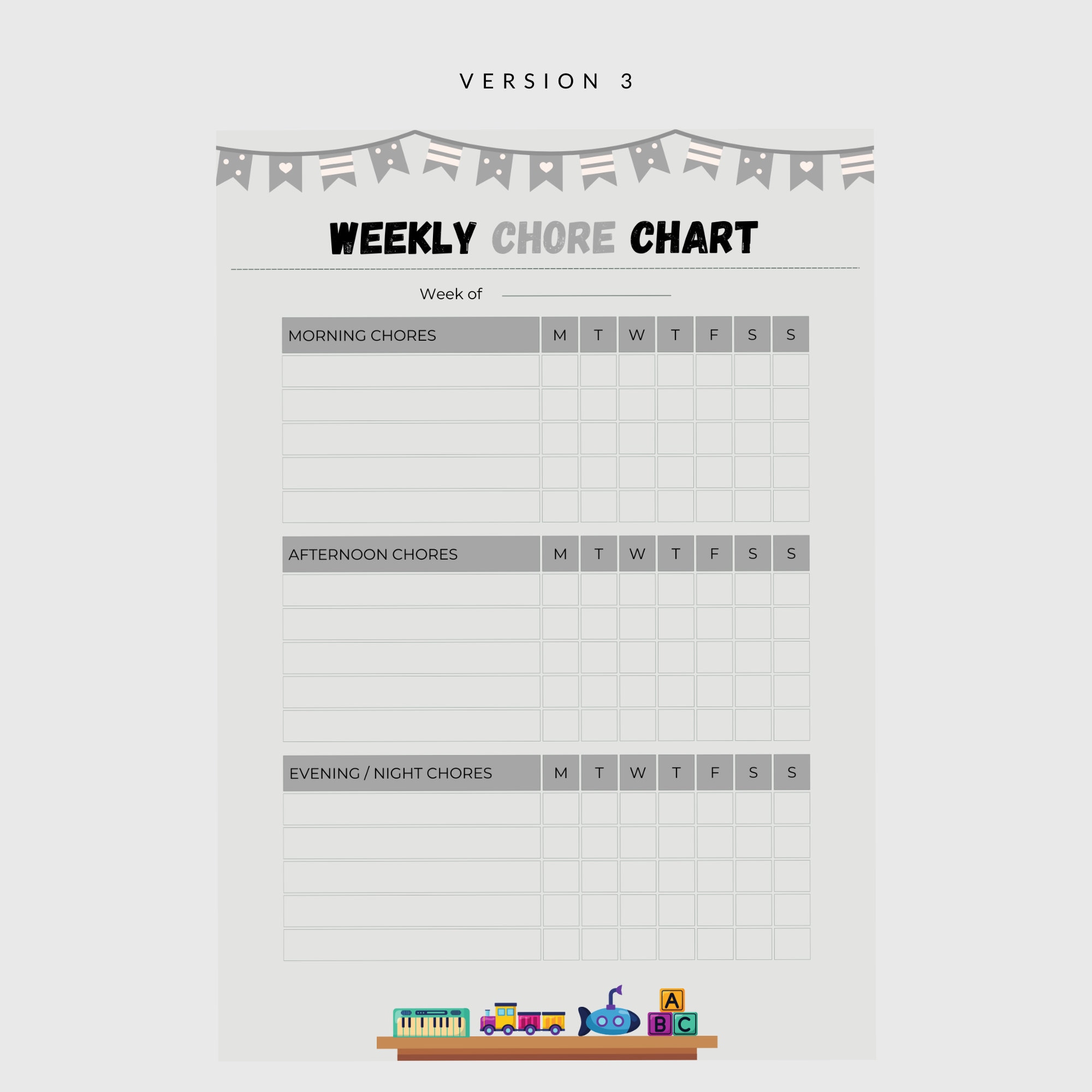 Children's Chore Chart, Children's Schedule, Kids Chore Chart, Kids ...