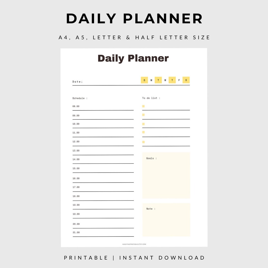 Daily Planner Printable, Daily Planner, Productivity Planner, Daily to ...