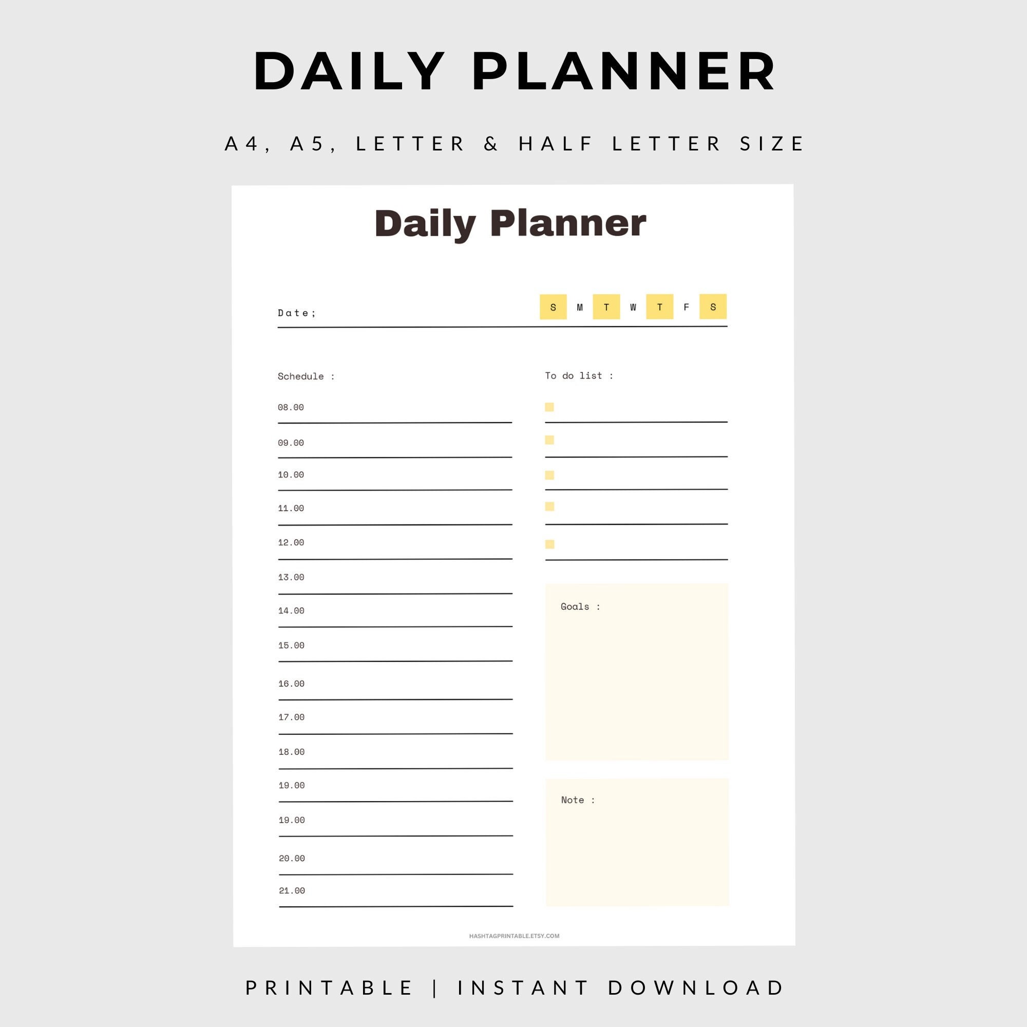 Daily Planner Printable, Daily Planner, Productivity Planner, Daily to ...