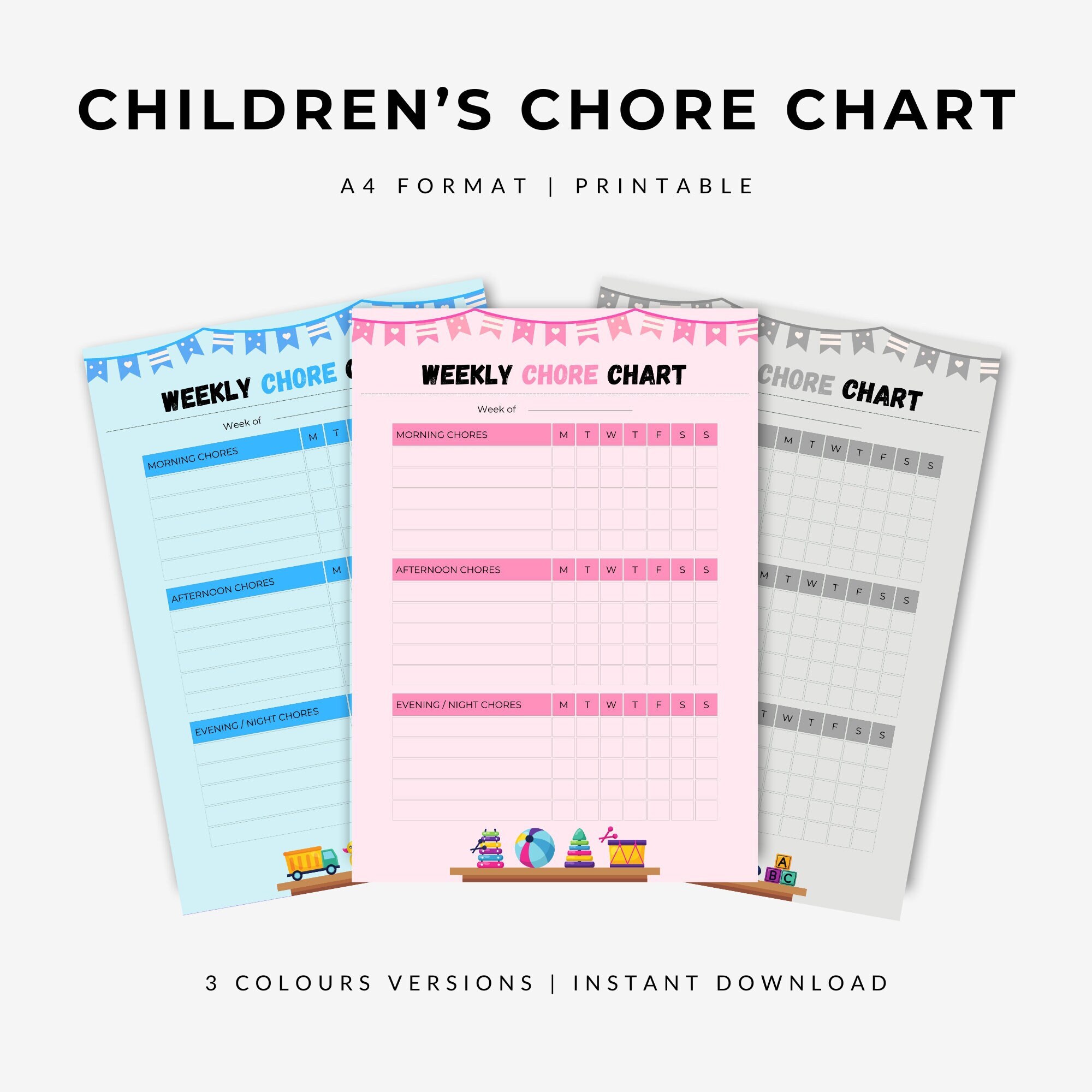 Children's Chore Chart, Children's Schedule, Kids Chore Chart, Kids ...
