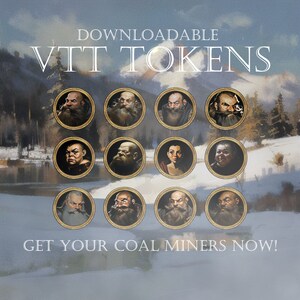 Dwarf Bundle 1 Digital Tokens Coal Miners VTT Pnp Roll20 Owlbear Dnd ...