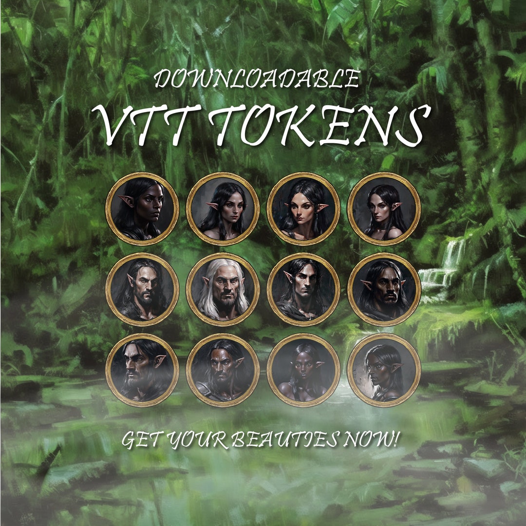 Elf Bundle 3 Digital Tokens Jungle Hunters VTT Pnp Roll20 Owlbear Dnd ...