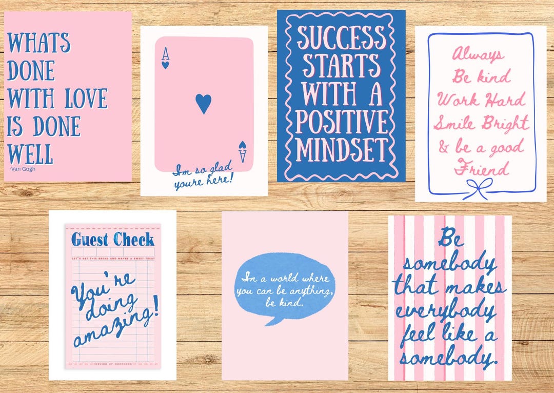 Pink and Blue Motivational Classroom Posters - Set of 7 - Etsy