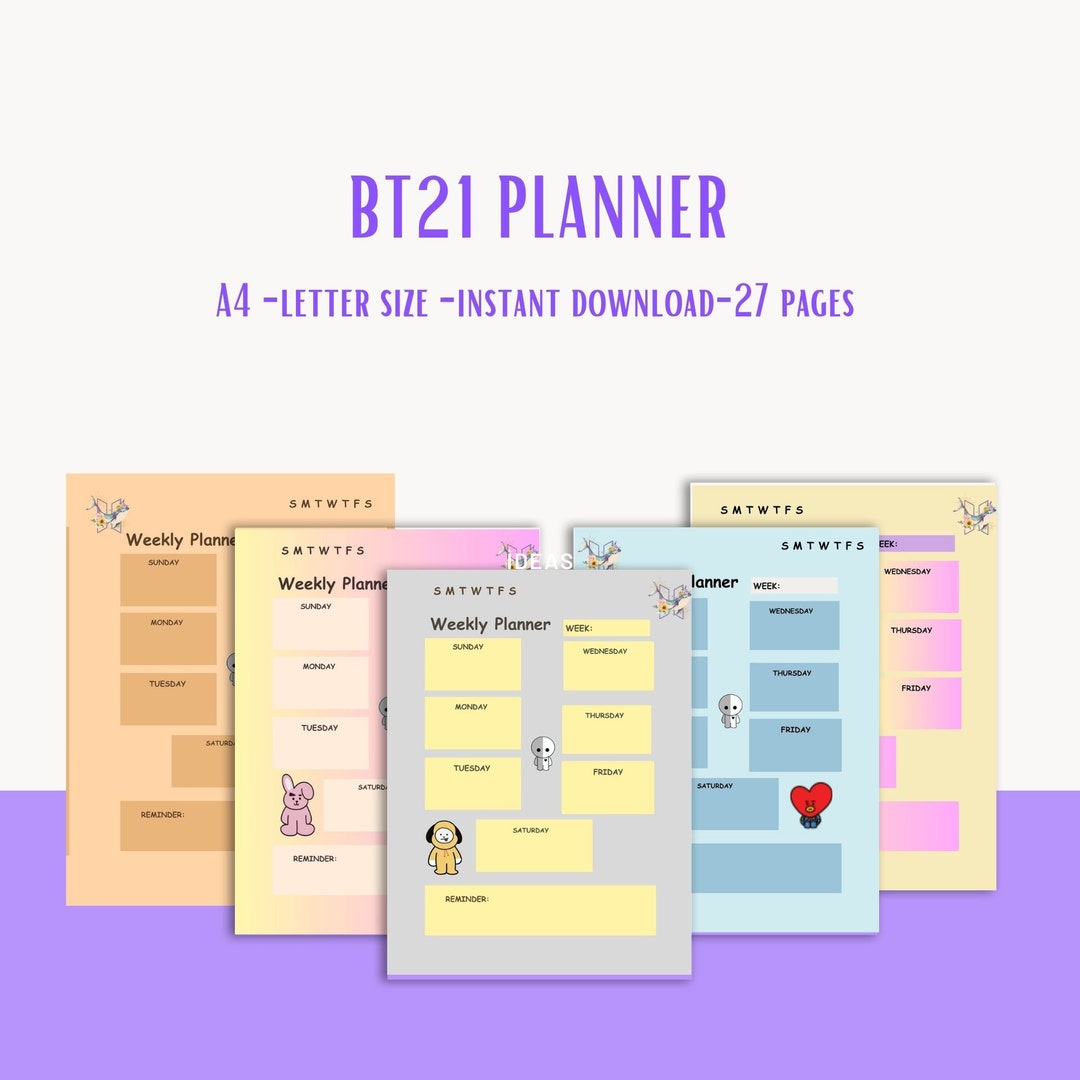 BTS BT21 Printable Daily Planner Set, Stay Organized With Cute BT21 ...