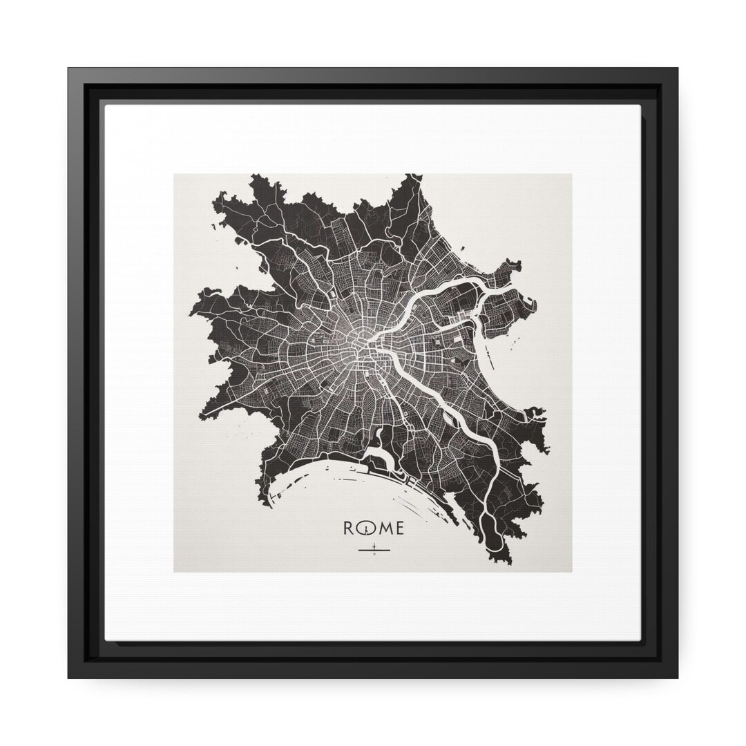 Rome, Italy Map Matte Canvas, Black Frame - Etsy