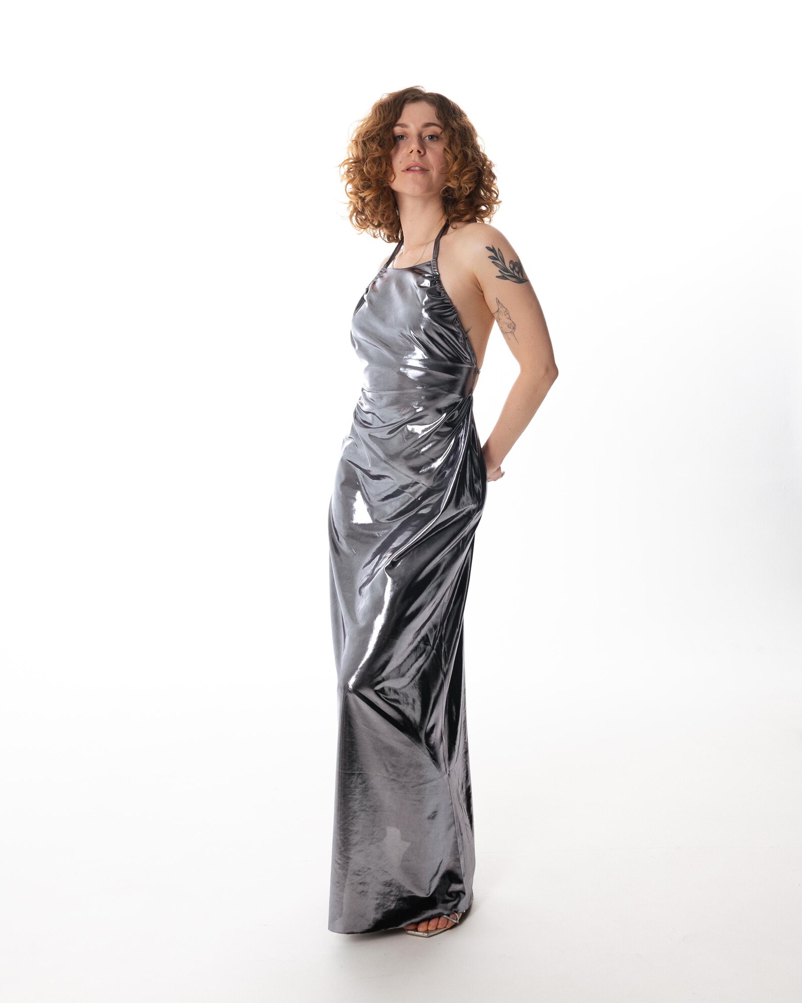 Chrome Drag Queen Evening Dress, Silver Sequin Dress, Shiny Festival ...