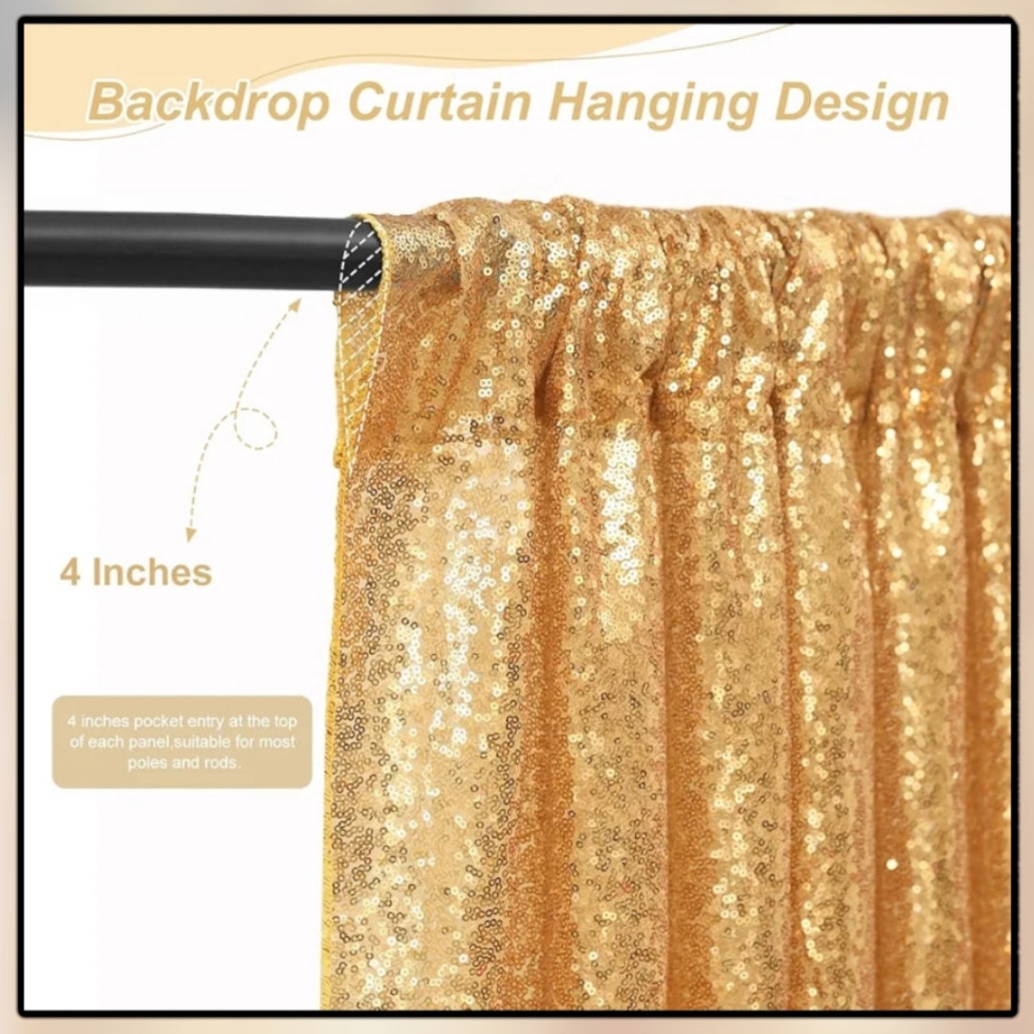 Sparkling Gold Sequin Backdrop Panels Set of 2 2ftx8ft for Elegant ...