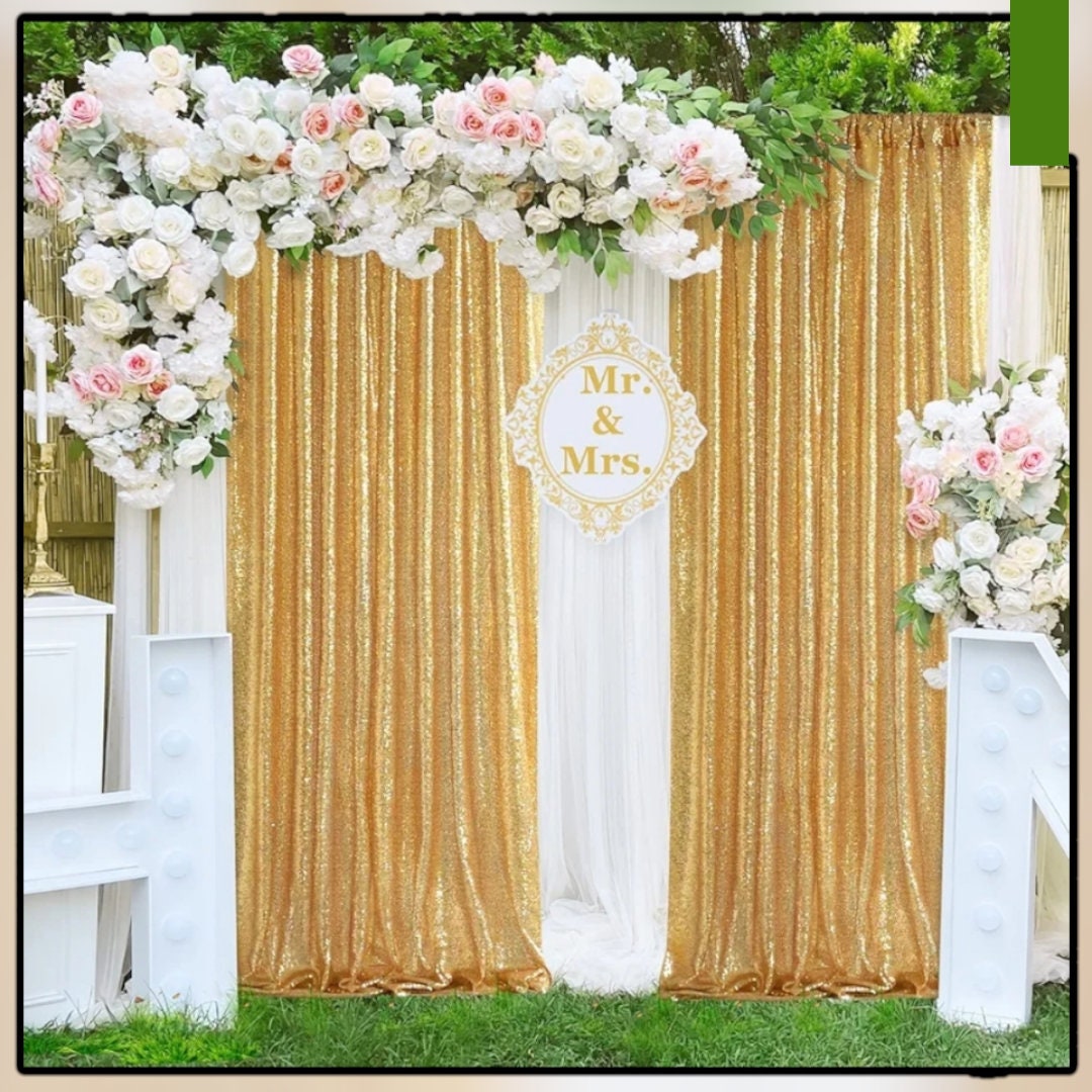 Sparkling Gold Sequin Backdrop Panels Set of 2 2ftx8ft for Elegant Event Decor - Etsy