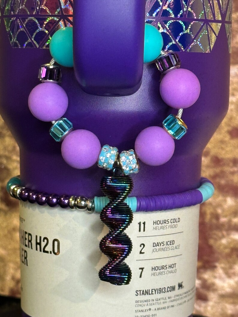 Custom Deep Purple Stanley 40oz Complete W/ Bow, Bow Topper, Bracelet ...