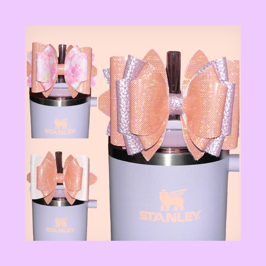 Orchid Glimmer Stanley Matching Bow Straw Toppers Stanley Bows Straw ...