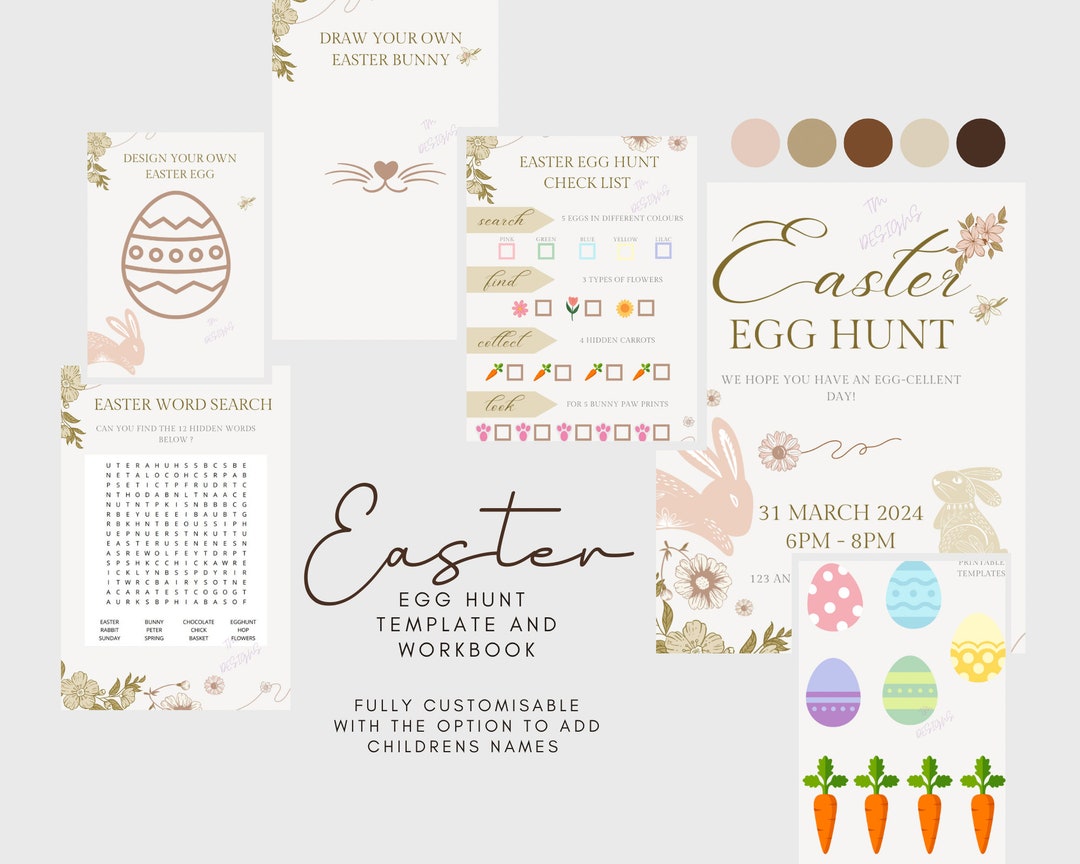 Easter Egg Hunt Digital Download, Template, Activity Pack, Worksheet ...