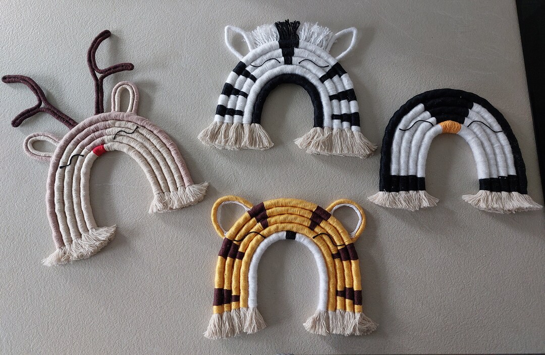 Penguin/zebra/reindeer/tiger/macramé Rainbow Animals - Etsy