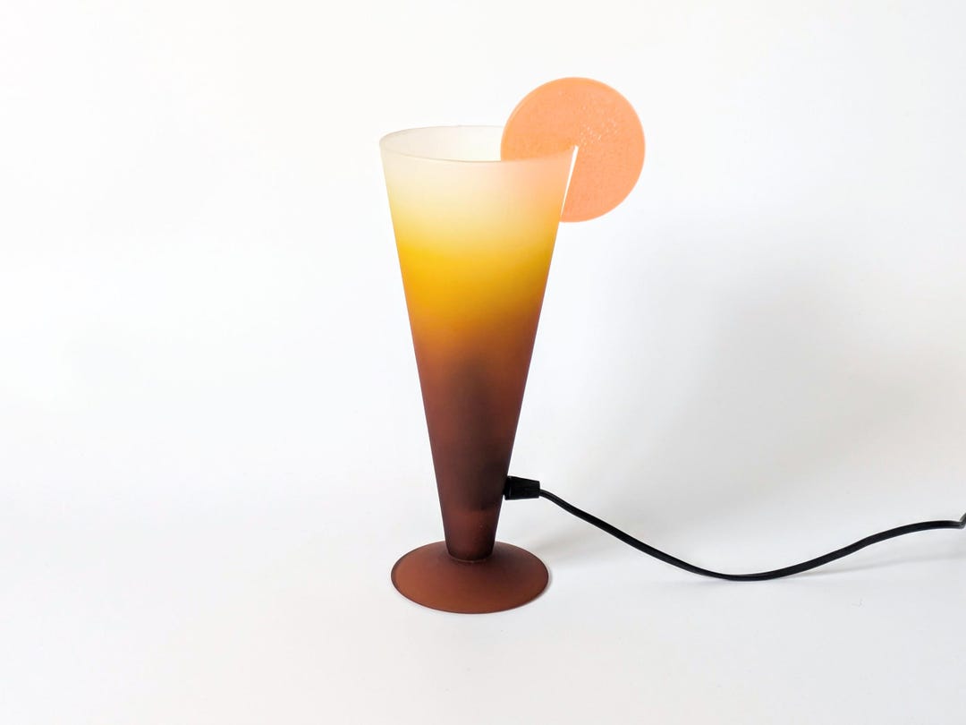 Vintage 80s Cocktail Glass Table Lamp, Sunset Gradient Glass ...