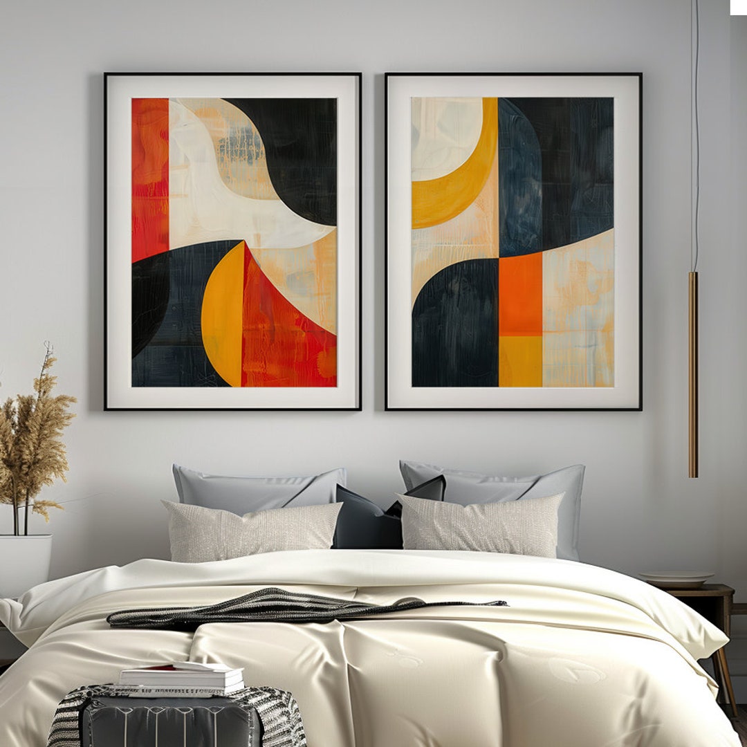 Abstract Color Block Wall Art, Set of 2 Home Decor Set of Wall Art ...