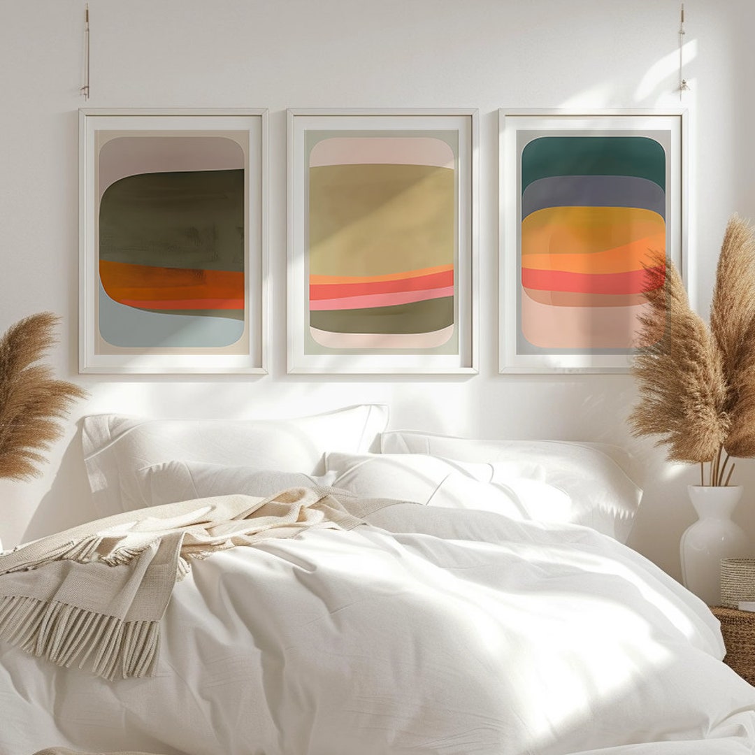 Juego de arte de pared abstracto moderno simple de 3 piezas multicolor ...
