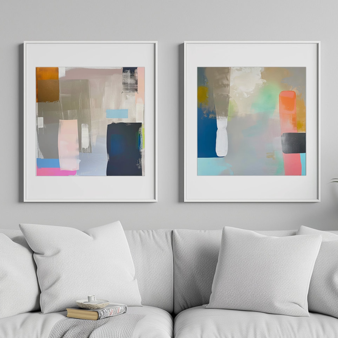 Subtle Color Wall Art Set of 2 Wall Art Prints, Multicolor Wall Art ...
