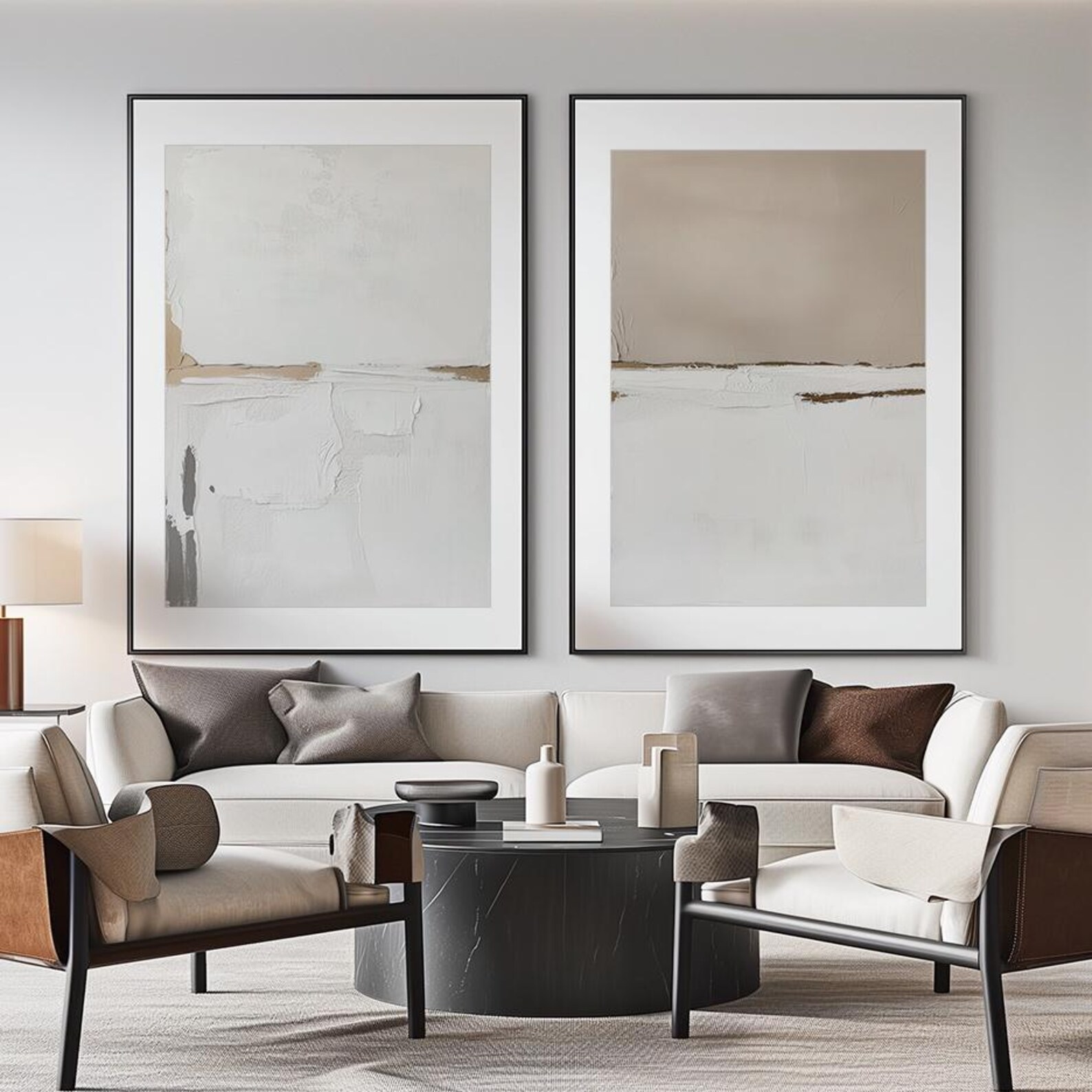 Abstract Beige Minimalist Art Print Set, Modern Gallery Wall (digital ...
