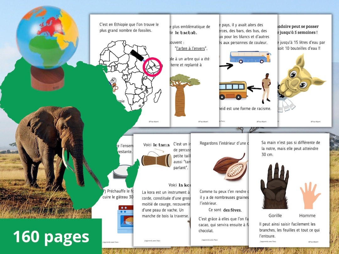 Le Continent Afrique Pack 160 Fiches D'activité Ludiques - Etsy