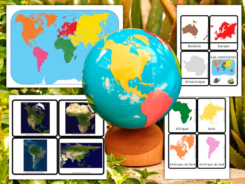 Montessori Set of Cards on the Seven Continents Geography for Children ...