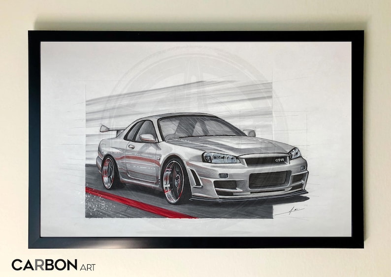 1999 Nissan Skyline GT-R R34 Hand Made Sketch/drawing | Gift for Him ...