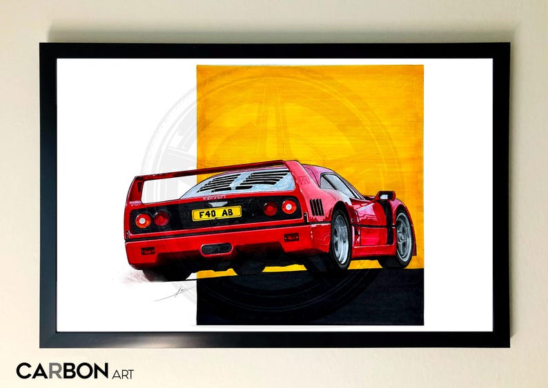 1987 Ferrari F40 Sketch Hand Made | Gift for Him | Father's Day ...